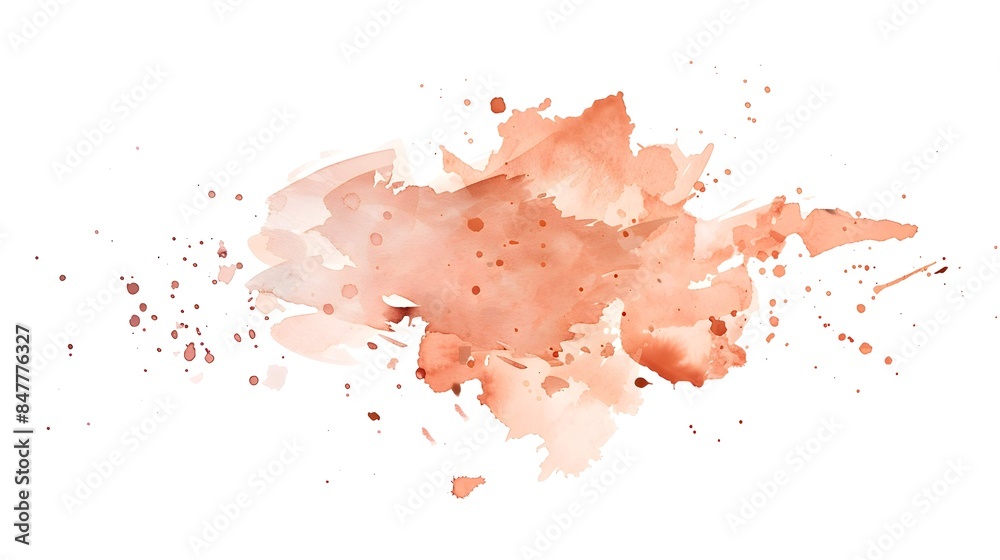 Peach watercolor splash on white background. Vector brown watercolor ...