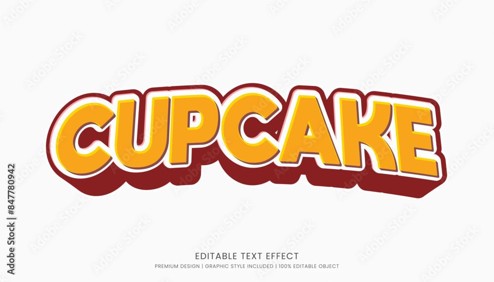 cupcake food editable 3d text effect template bold typography and ...