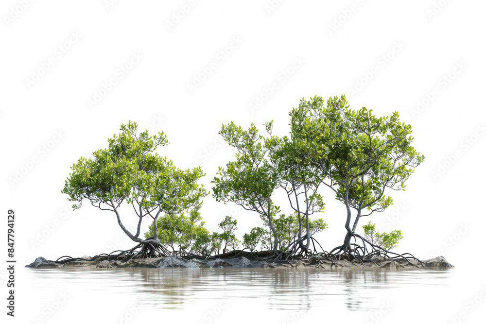 Mangroves Isolated On White Background, Tropical And Subtropical Coast ...