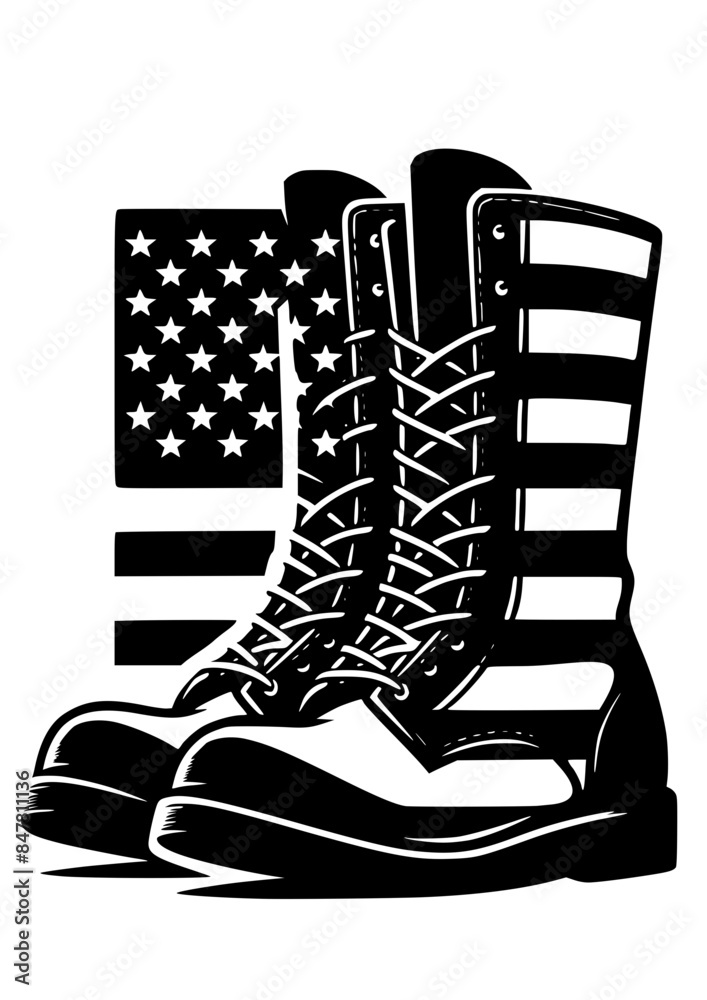 Стоковое векторное изображение «American military shoes SVG, Soldier ...