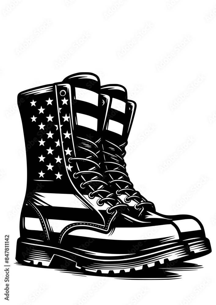 Image vectorielle Stock American military shoes SVG, Soldier SVG, Shoes ...