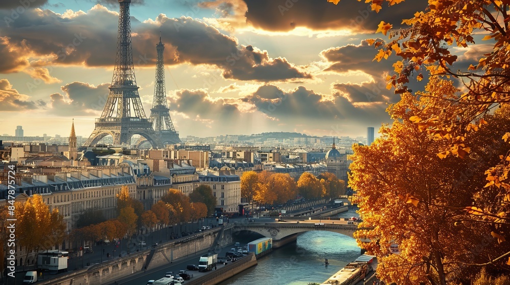 This photograph captures a breathtaking view of Paris, showcasing the ...