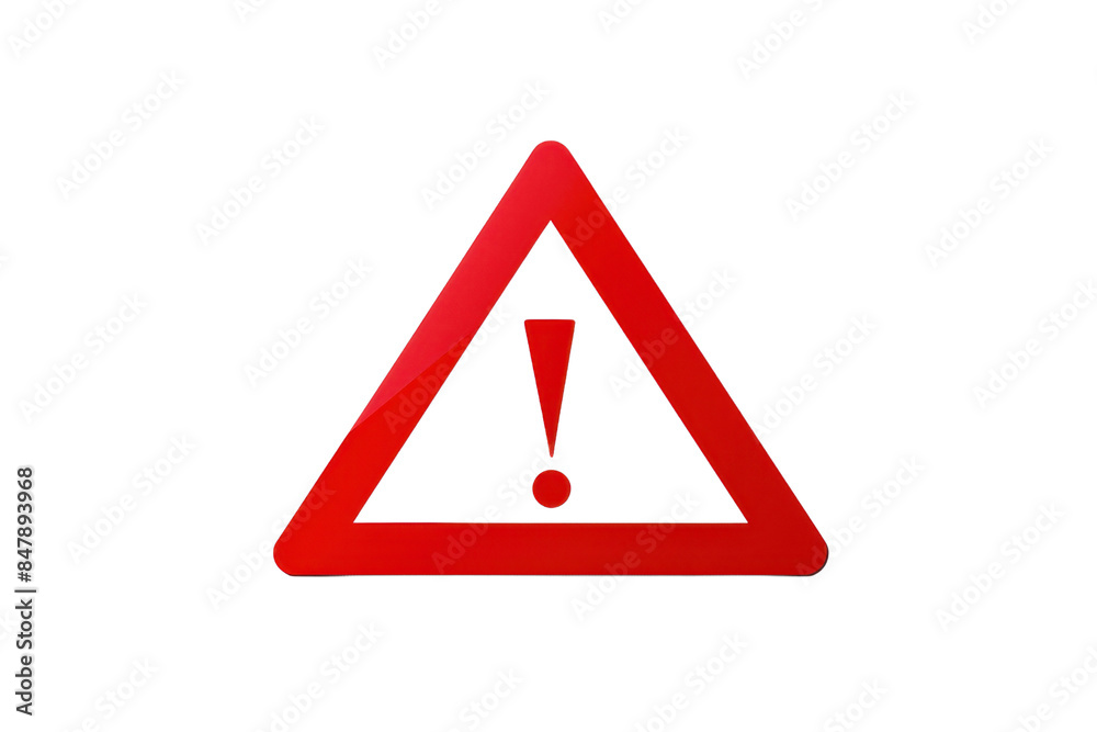 Red triangular warning sign with exclamation mark indicating caution or ...