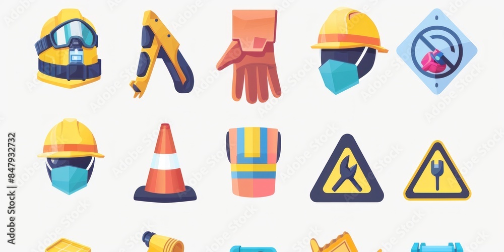 icon of Safety, security icons set. warning symbols for personal ...