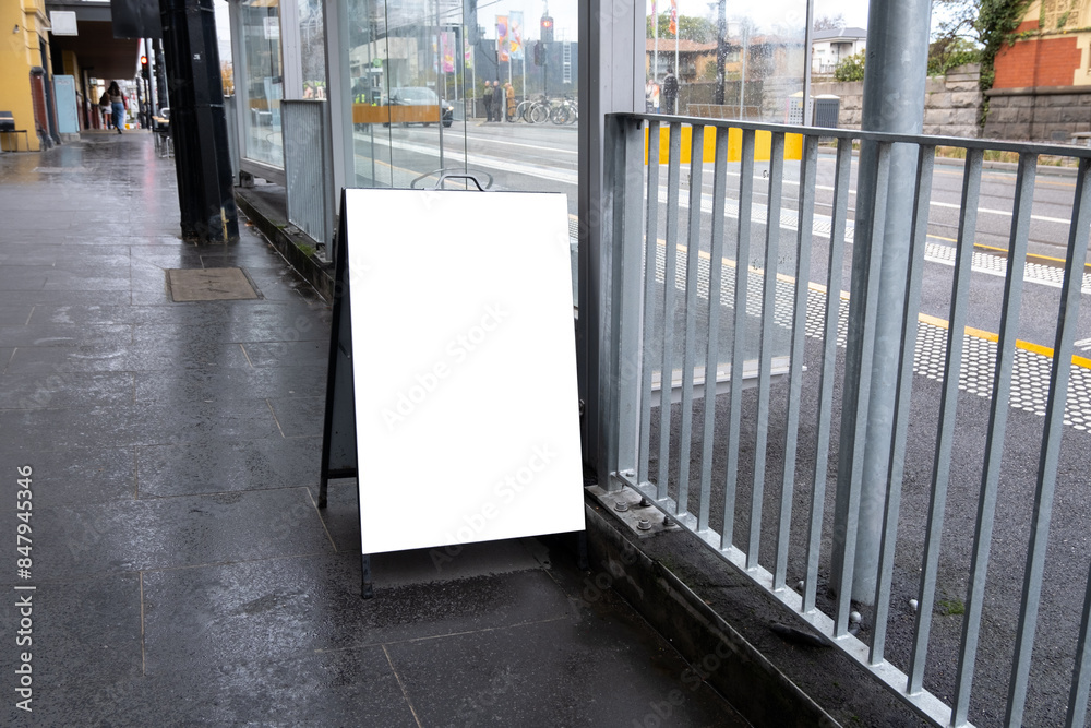 Background texture of a blank white mockup board outdoors on the ...