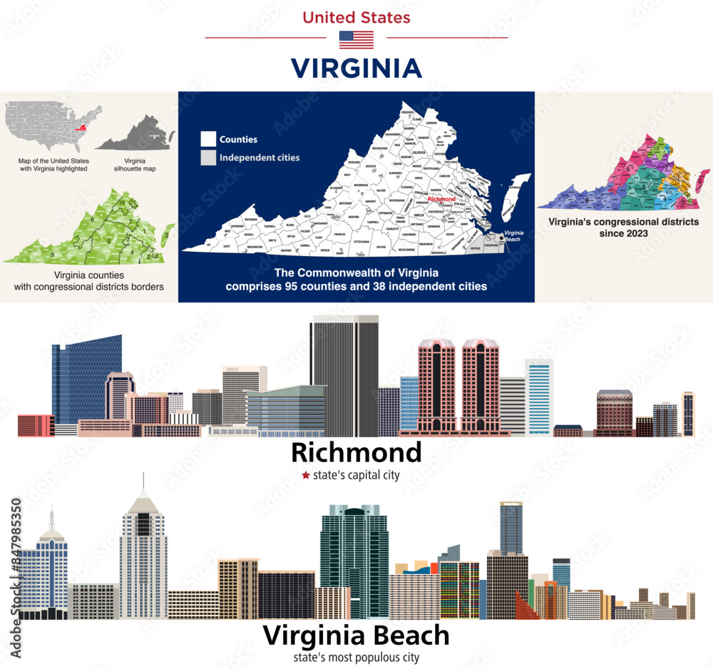 Commonwealth of Virginia counties and independent cities map ...
