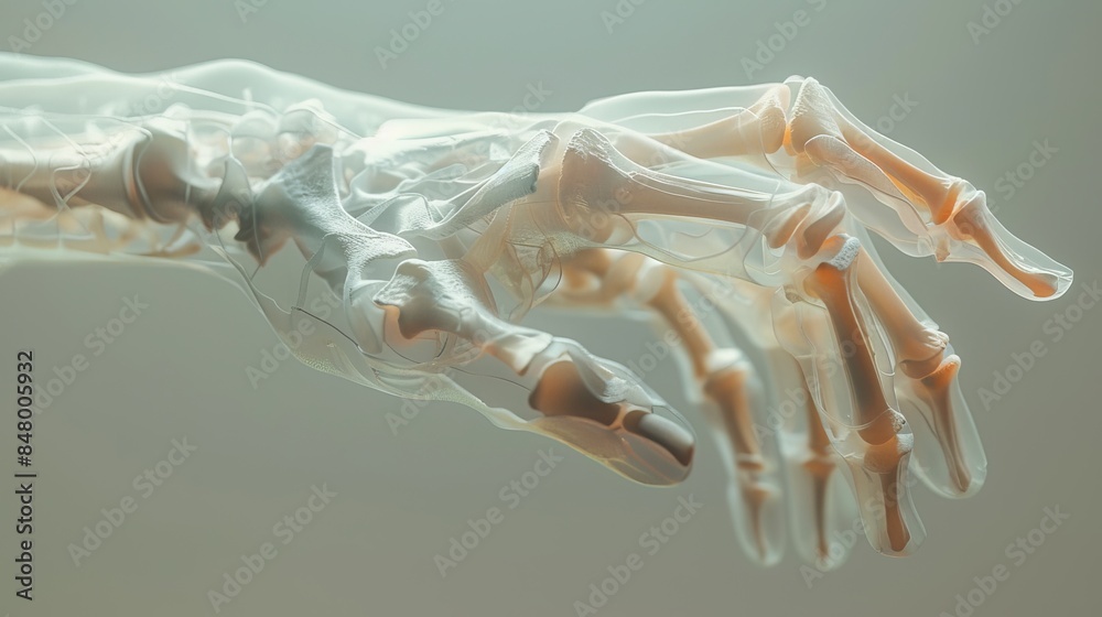 Detailed hand bones anatomy with 3D hologram projection technology ...