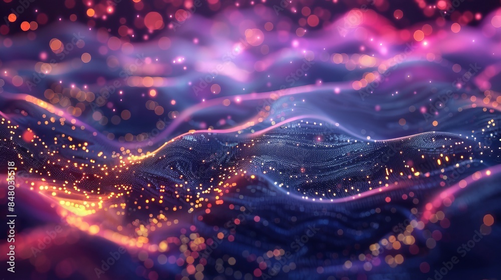 4k abstract particle wave background futuristic technology motion design digital visualization ...