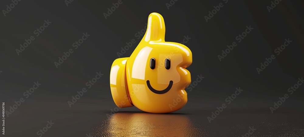 Animated emoticons one yellow emoticon. Thumbs up. Alpha channel ...