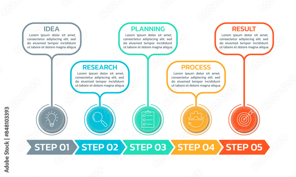 5 steps, option infographic with business icons. Process diagram ...