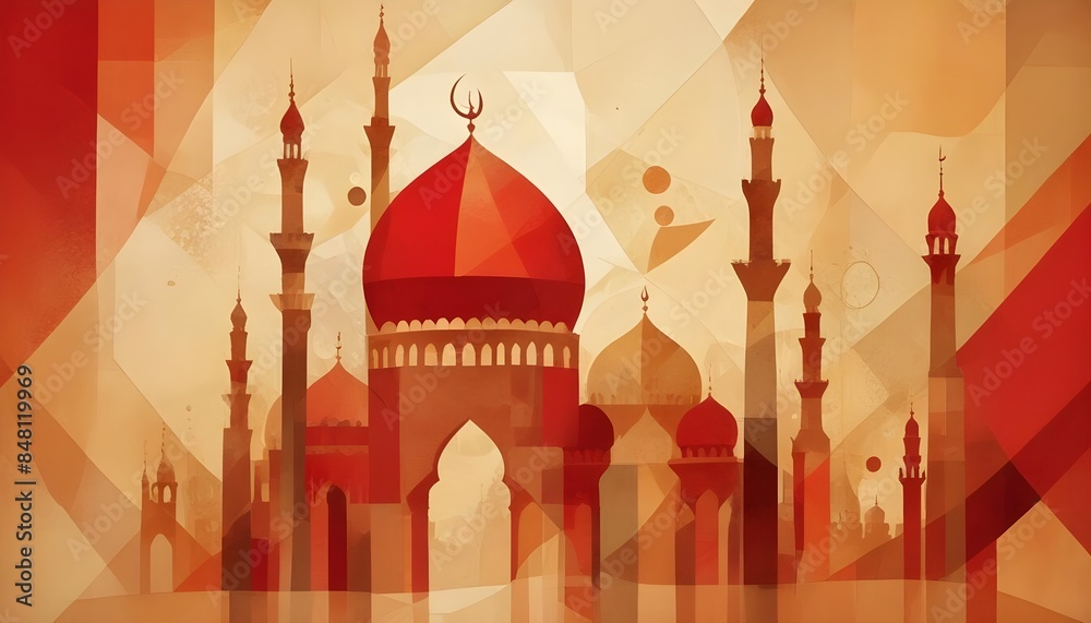 islamic background red abstract vintage grunge banner poster header ...