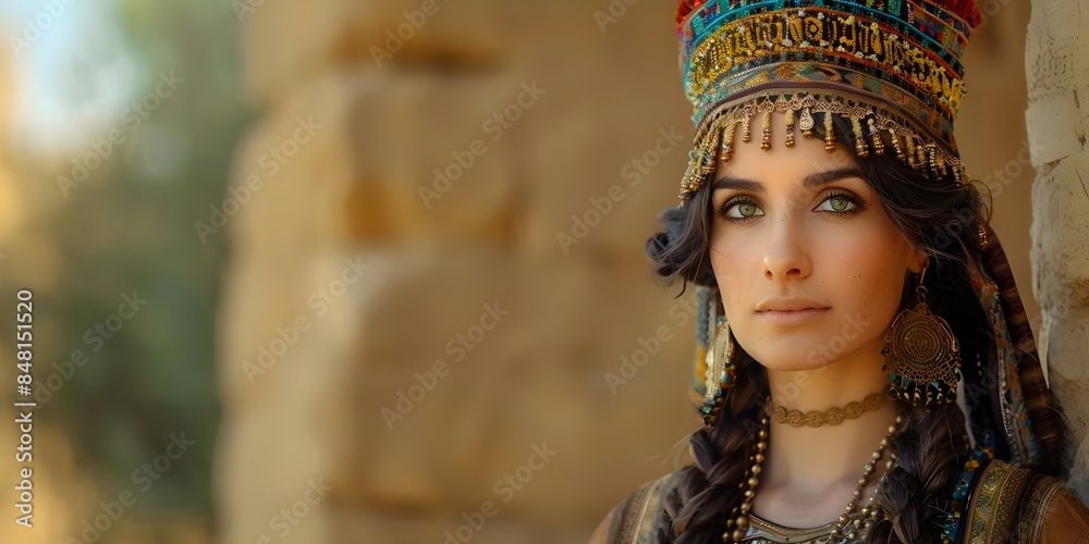 Beautiful Babylonian queen in the hanging gardens of Babylon. Concept ...