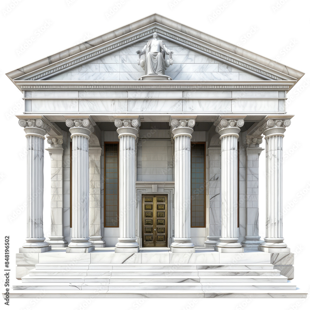 3D courthouse building with government justice architectural detail ...