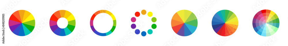 Guide to the color wheel. Vector color wheel spectrum. RGB and CMYK ...