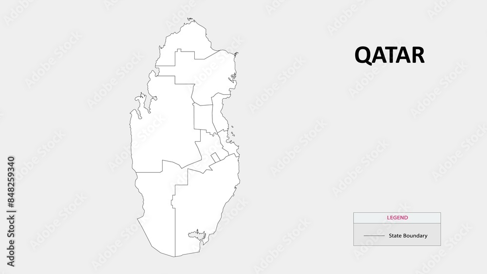Qatar Map. State map of North Korea. Administrative map of Qatar with ...