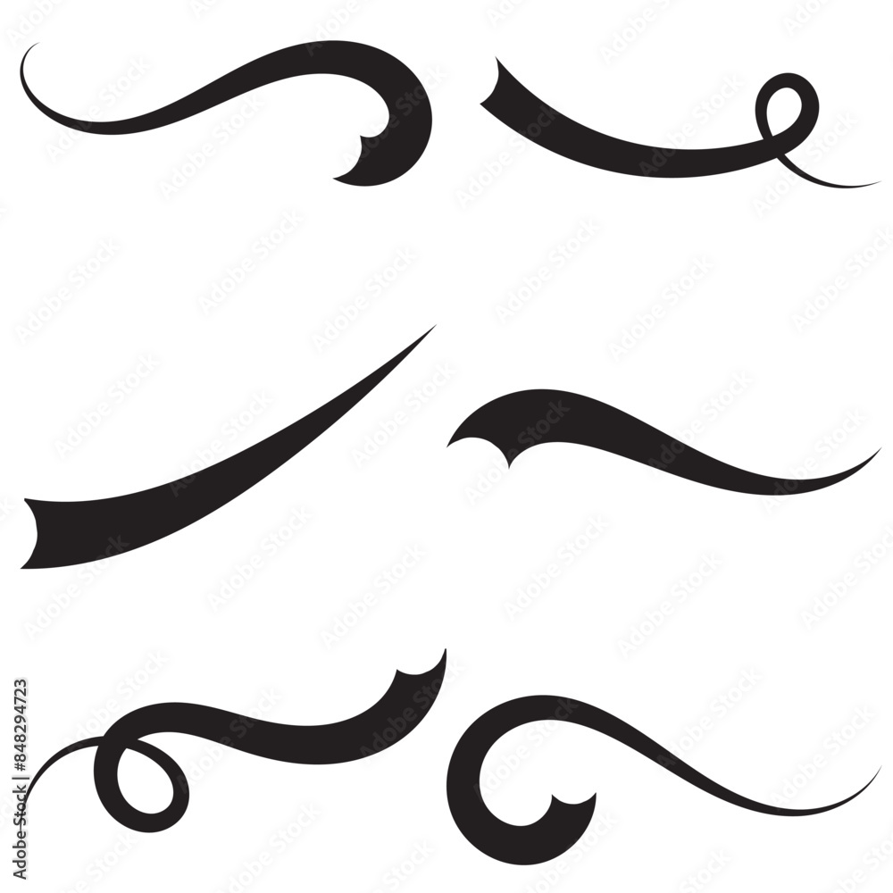 Typographic swash and swooshes tails. Retro swishes and swashes for ...