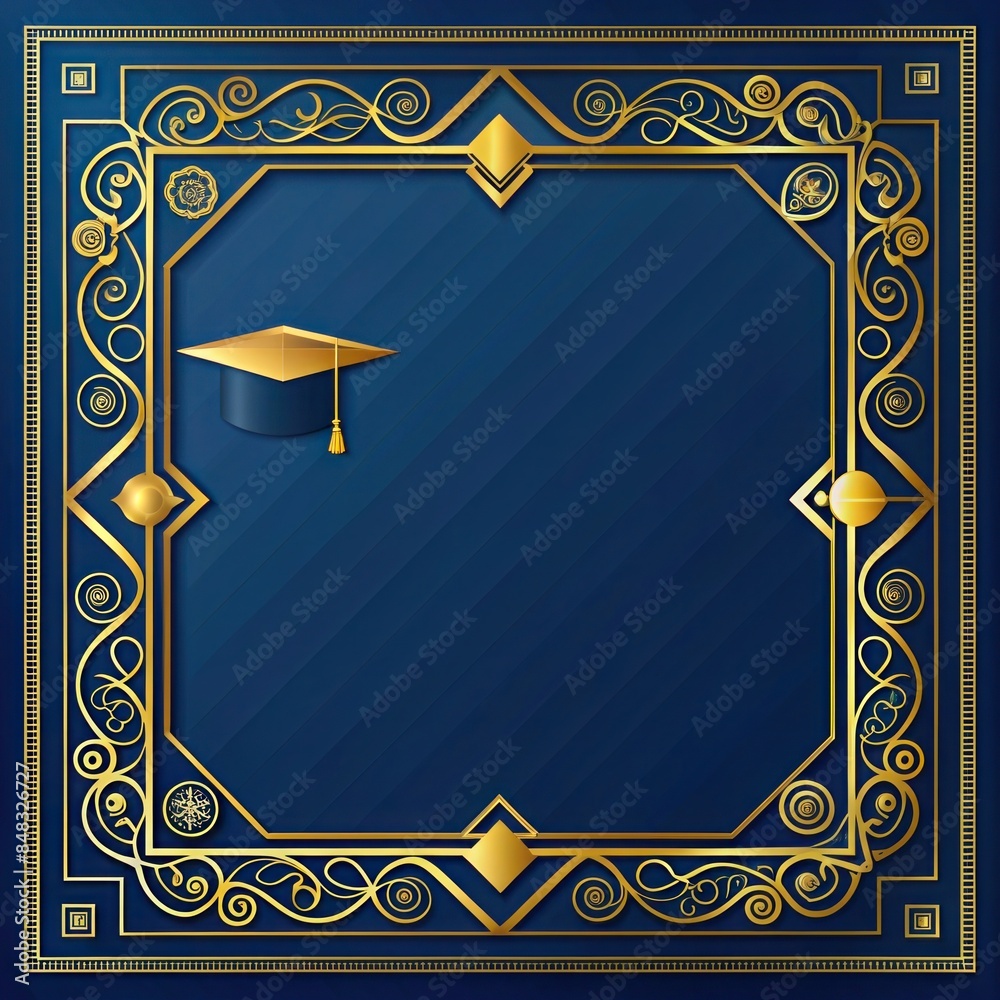 sophisticated blue and gold graduation certificate border frame vector ...