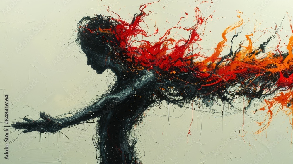 A figure of a person made out of scribbles and drawings, artistic ...