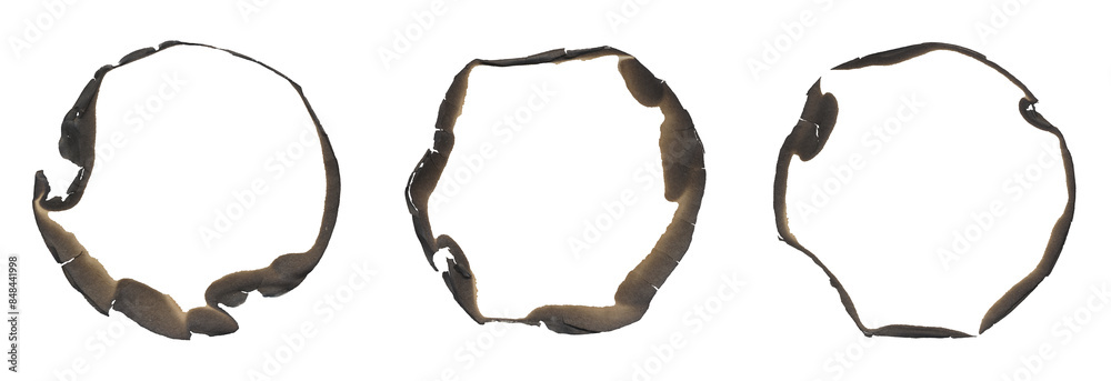 Set of isolated burnt edges of paper circles, round frame png burnt ...