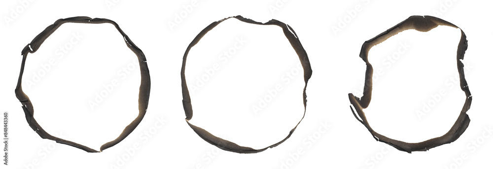 Set of isolated burnt edges of paper circles, round frame png burnt ...