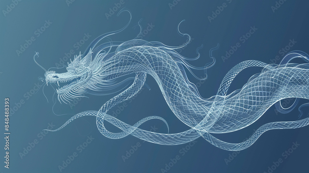 Negative colors Cartoon Style Dragon Pencil Sketch Illustration, white ...