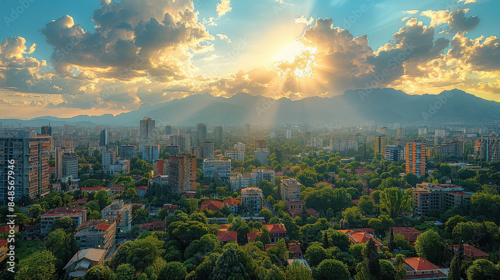 Tirana, Albania city skyline created with Generative AI technology ...