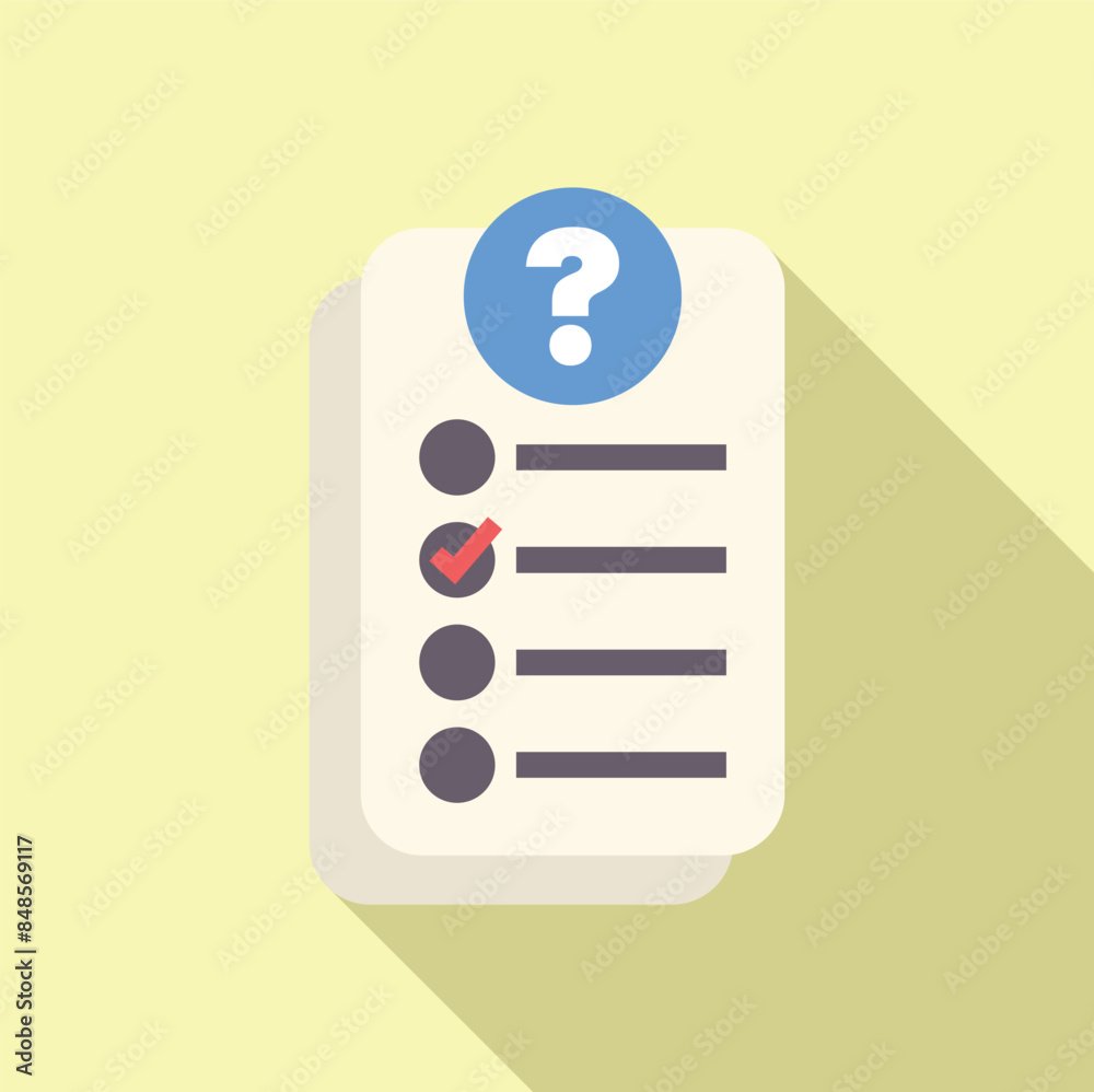 Checklist with checkmark and question mark, depicting the concept of ...