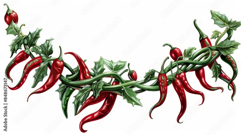 Border clip art featuring intertwined red and green chilli pods ...