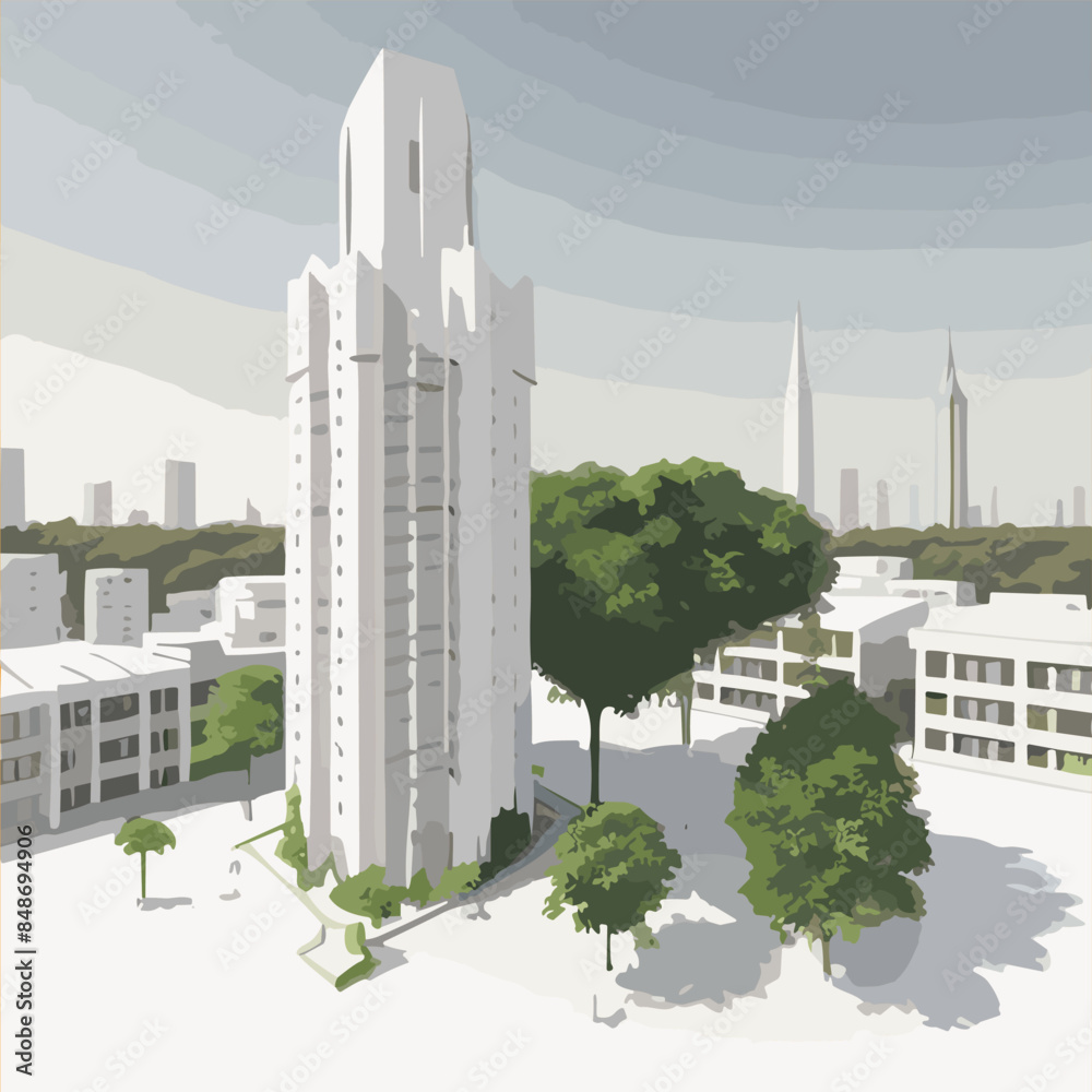 Isometric map or scheme of city with downtown, industrial district ...