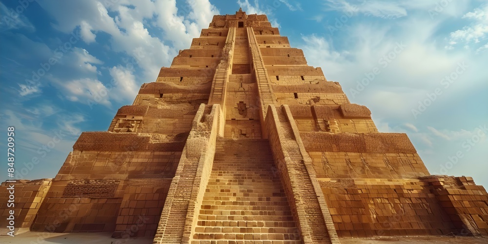 Historic Babylon renowned for the iconic Tower of Babel. Concept ...