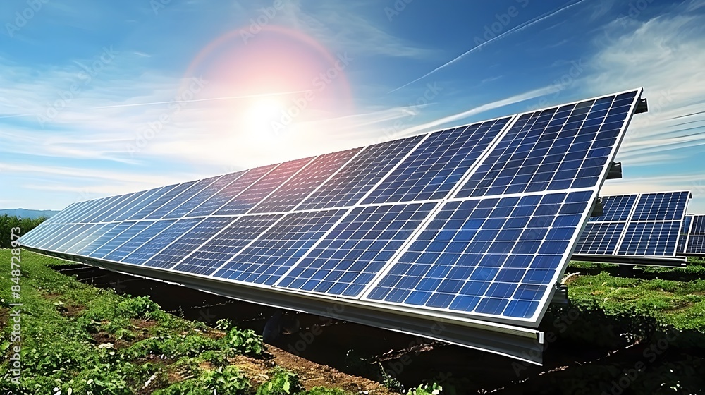 Innovative Solar Farm with Panels Tracking the Sun for Efficient Renewable Energy Production ...