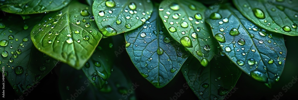 Leaves background with droplets, super macro, sony style camera style ...