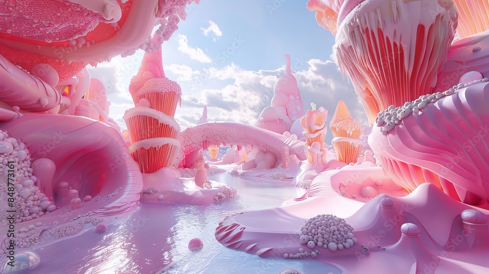 Abstract fantasy place with street, stairs, and tunnel. HD and 4K ...