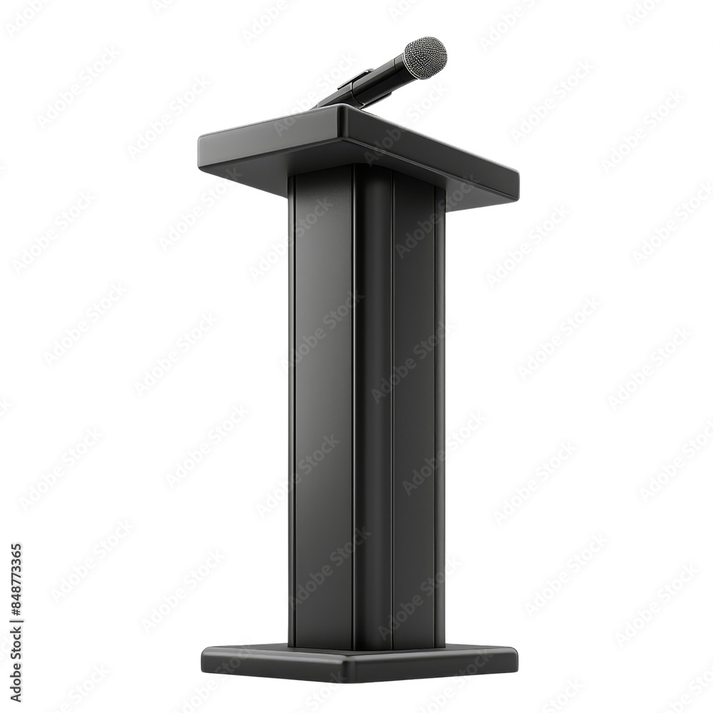 Black Podium With Attached Microphone For Public Speaking Clipart On ...