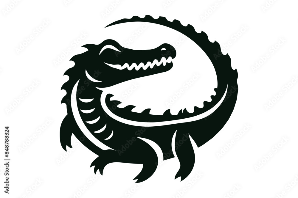 Crocodile silhouette vector illustration. Vector of crocodile design on ...