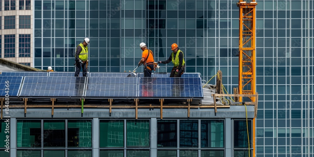 Construction workers showcasing urban innovation and teamwork by ...