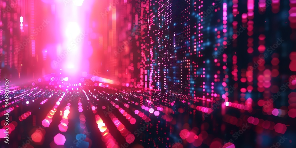 Data technology background. Big data visualization. Flow of data ...