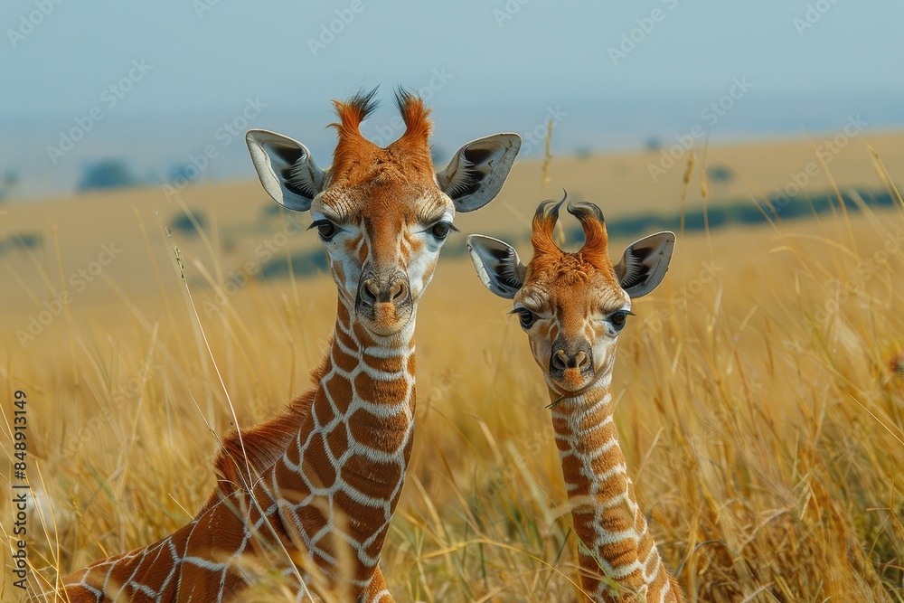 Baby Giraffe: A tall, gangly baby giraffe with large eyes and a long ...