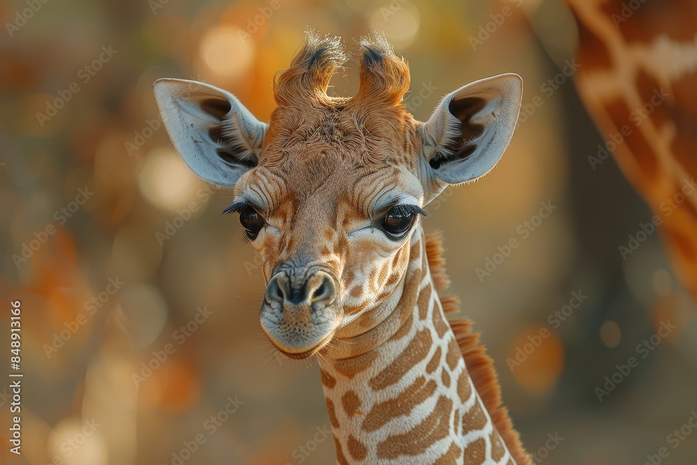 Baby Giraffe: A tall, gangly baby giraffe with large eyes and a long ...
