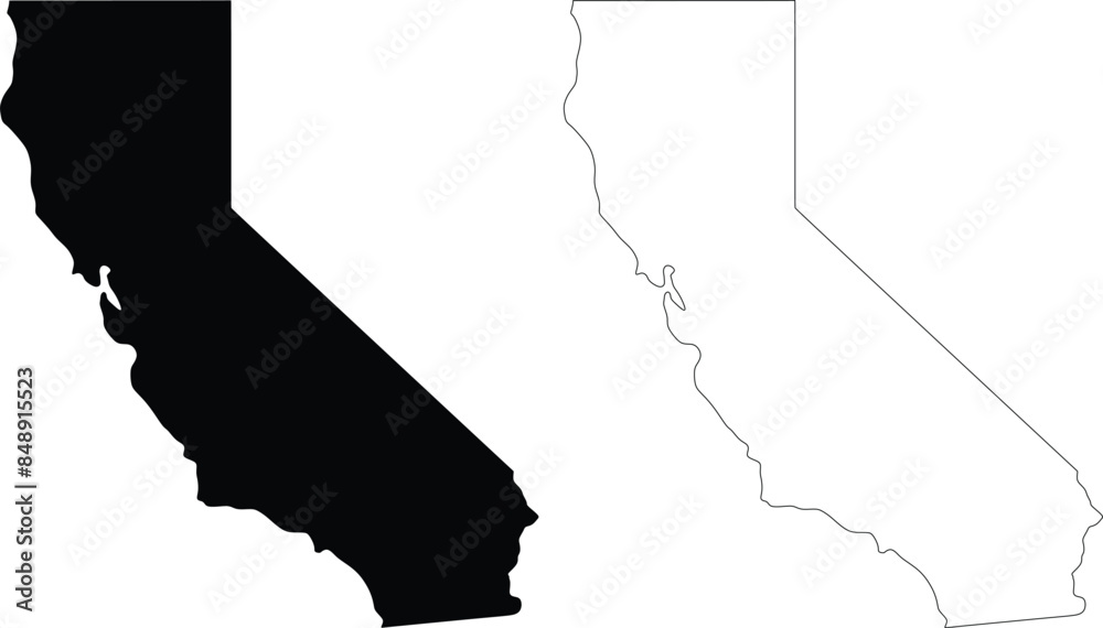 California State outline contour silhouette map Stock Vector | Adobe Stock