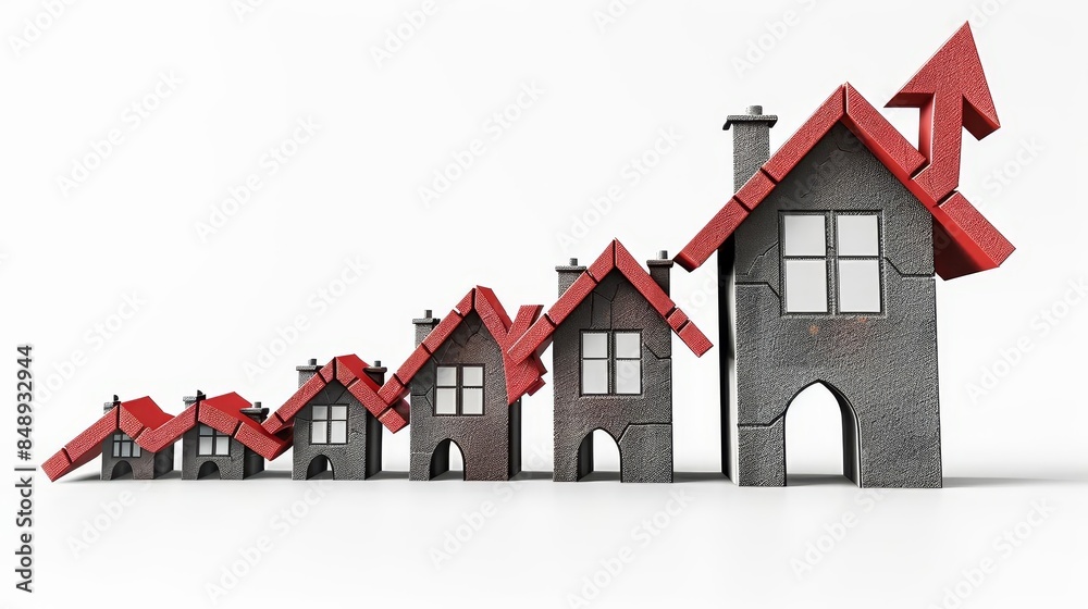 Declining house price chart, housing market crash, realistic ...