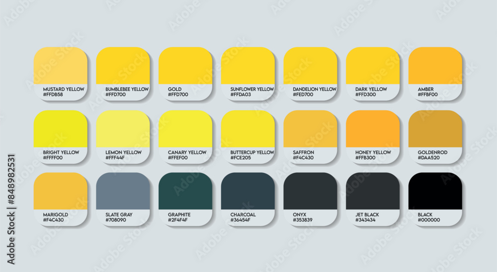 Bumblebee Color Palette, Bumblebee Color Guide Palette with Color Names ...