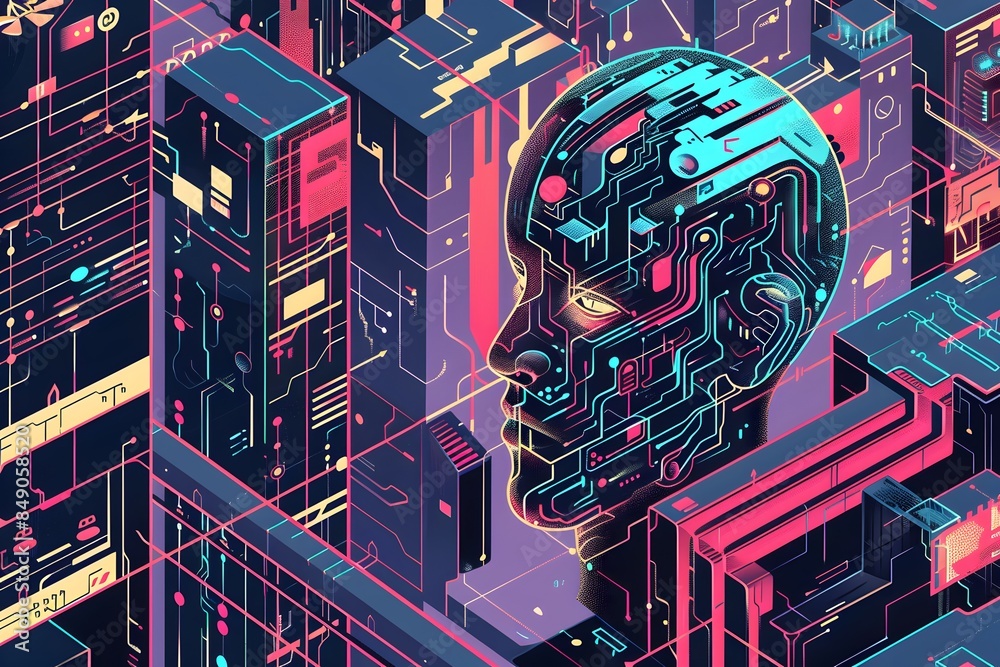 Illustration of The rise of AI and its integration into various aspects ...