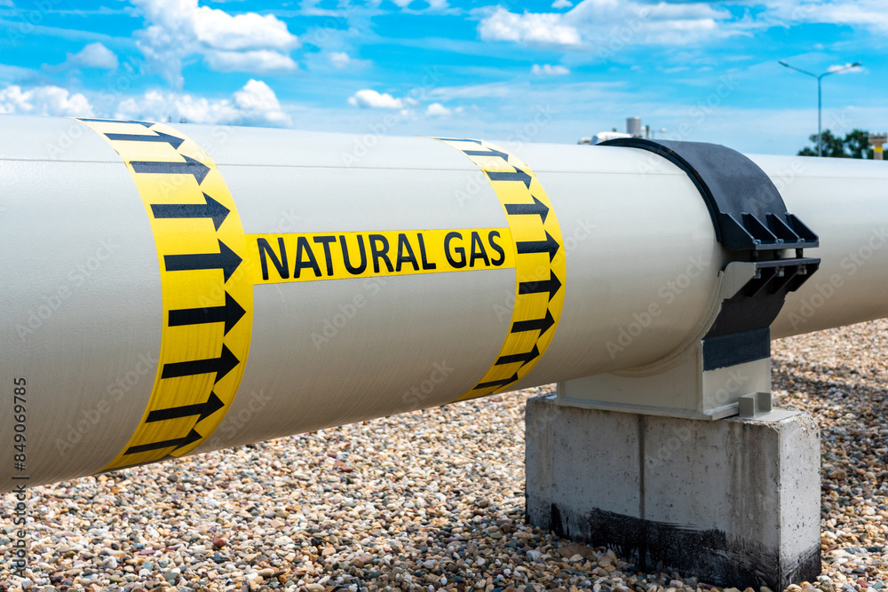 Natural gas pipeline with high pressure showing the direction of gas ...
