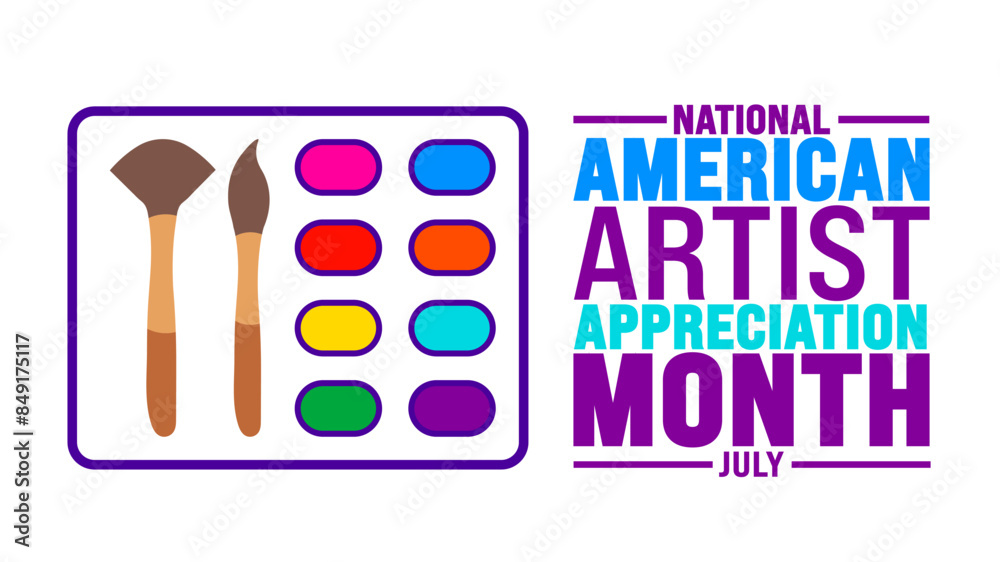 July is American Artist Appreciation Month background template. Holiday ...