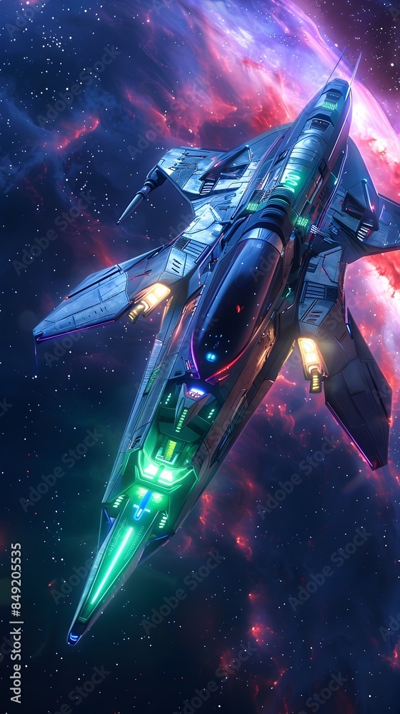 Alien Technology Enhanced Deep Space Fighter Craft with Bioluminescent ...