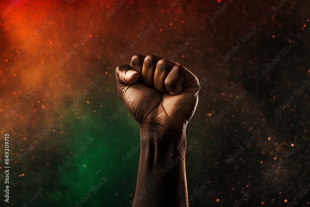 Red, black, and green fists are used to celebrate Juneteenth Freedom ...