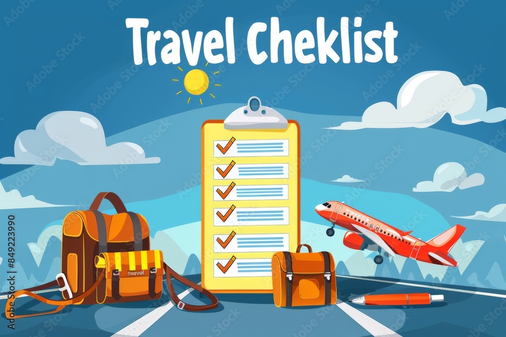 Graphic of a travel checklist banner design Stock Illustration | Adobe ...