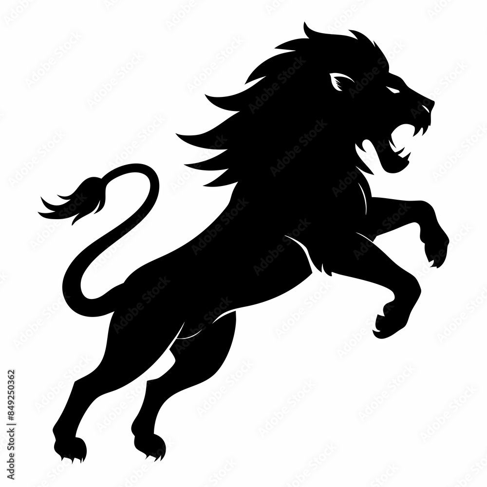 angry lion in a jump vector silhouette Stock Vector | Adobe Stock