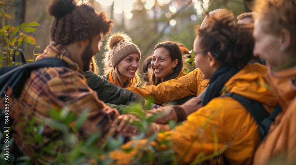 Team building activity in an outdoor setting, showcasing diversity in ...